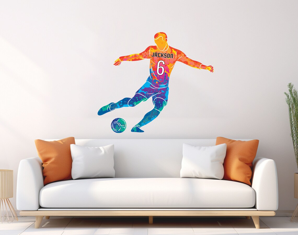 Personalised Footballer Wall Sticker , Football Player Gift , Soccer ...