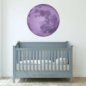 Purple Moon and Stars Watercolor Decal , Removable Moon Wall Sticker ...