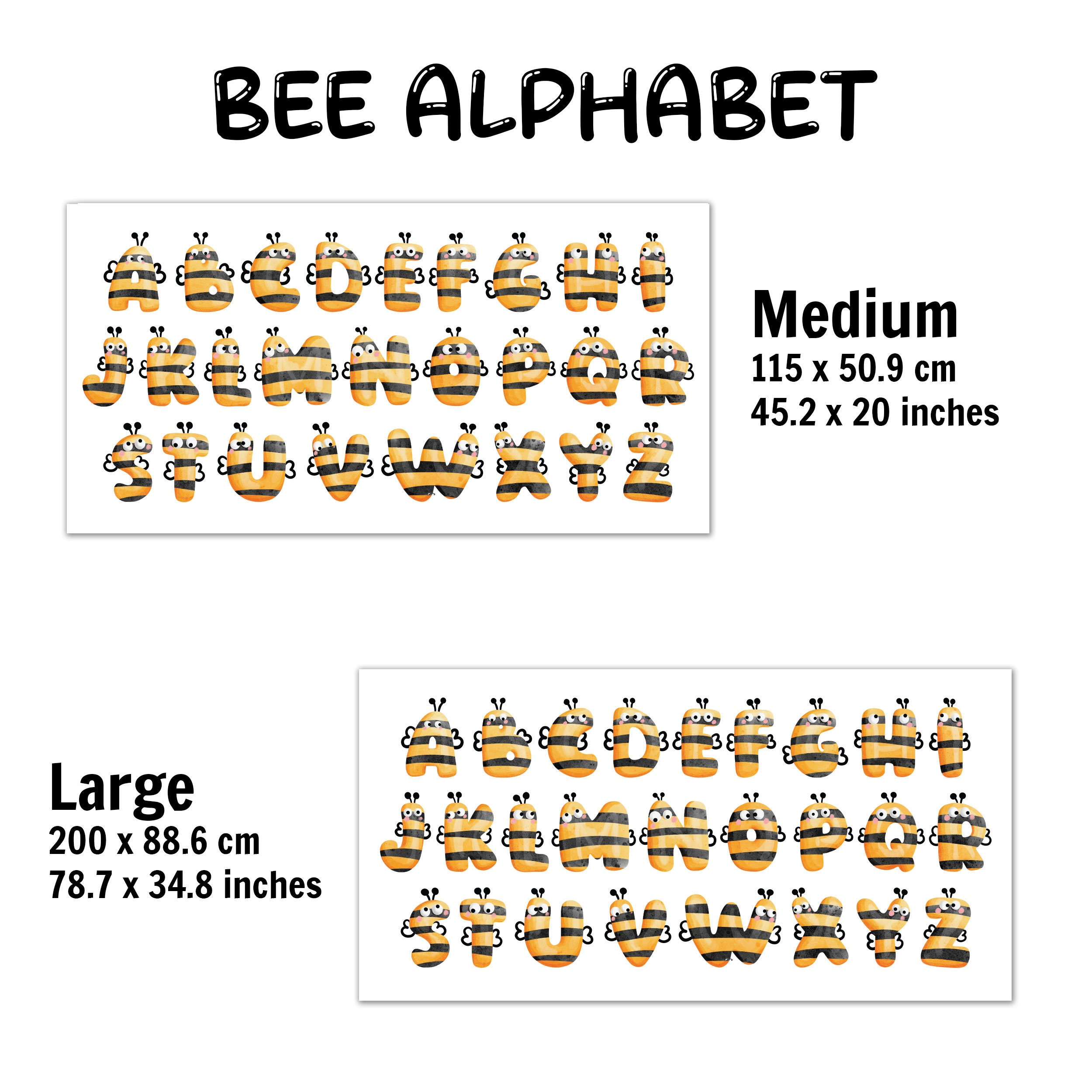 Bee Alphabet Stickers - Cute Letter Decals - Educational Tools Wall Art ...