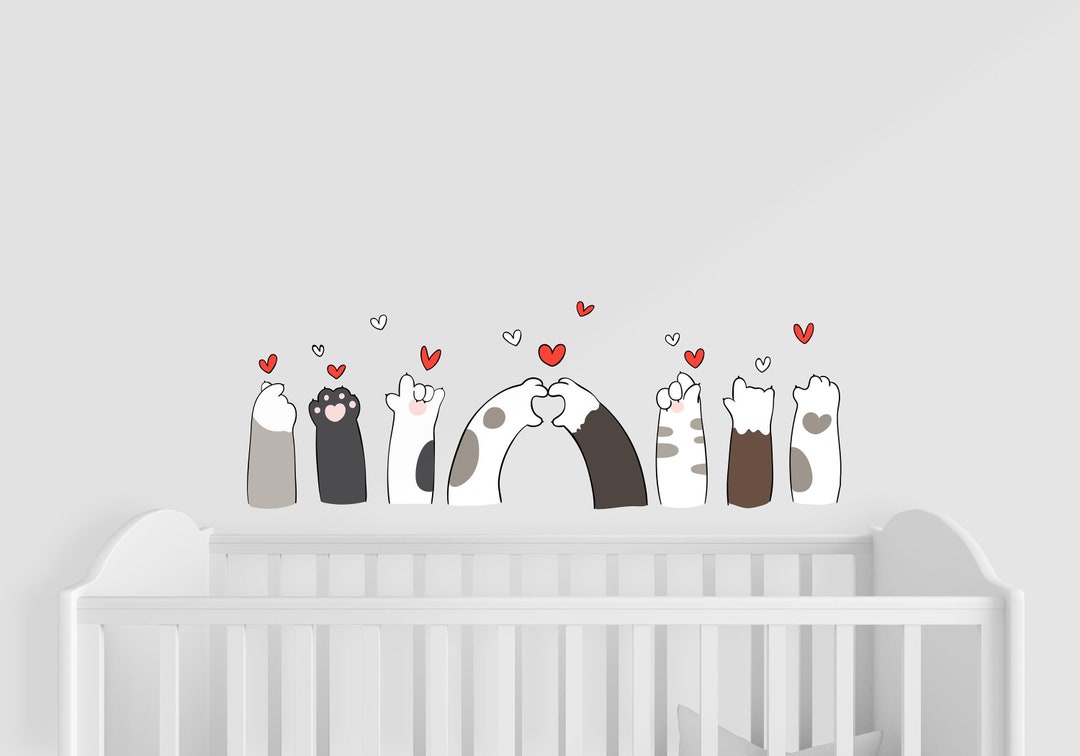 Cat Wall Art for Kids , Cat Wall Decal , Cute Nursery Decor , Baby ...