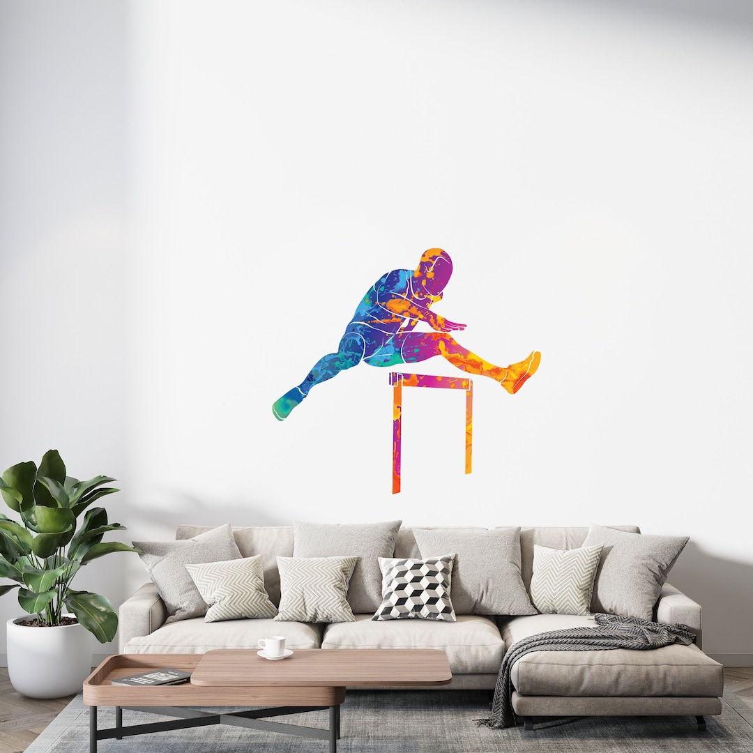Athlete Gift, Athlete Wall Art, Hurdles Wall Sticker ...