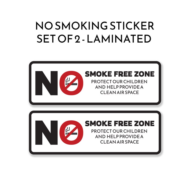 No Smoking Sticker X2 - Weatherproof, Door Sign, Shop Window Sticker ...