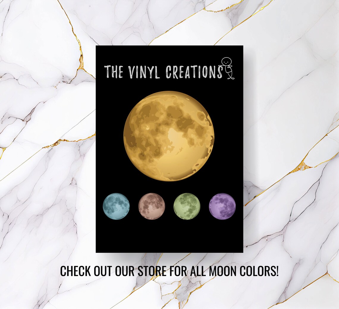 Purple Moon and Stars Watercolor Decal , Removable Moon Wall Sticker ...