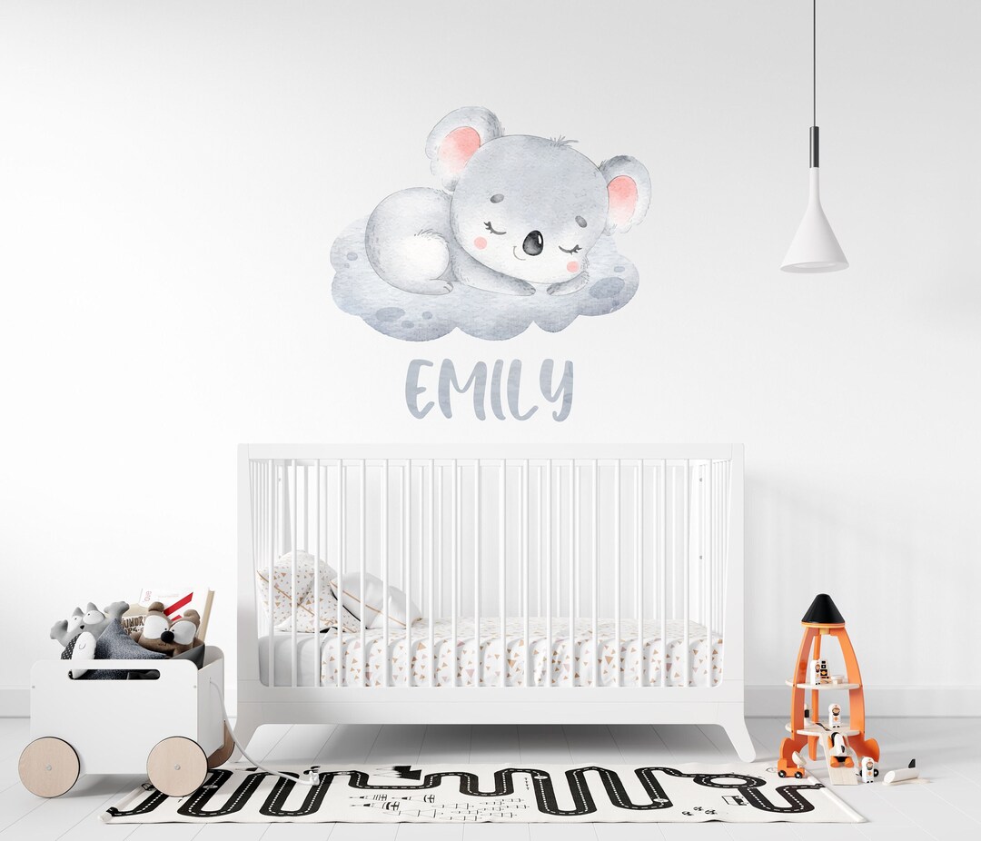 Personalised Sleeping Koala Wall Decal , Cute Koala Wall Sticker ...