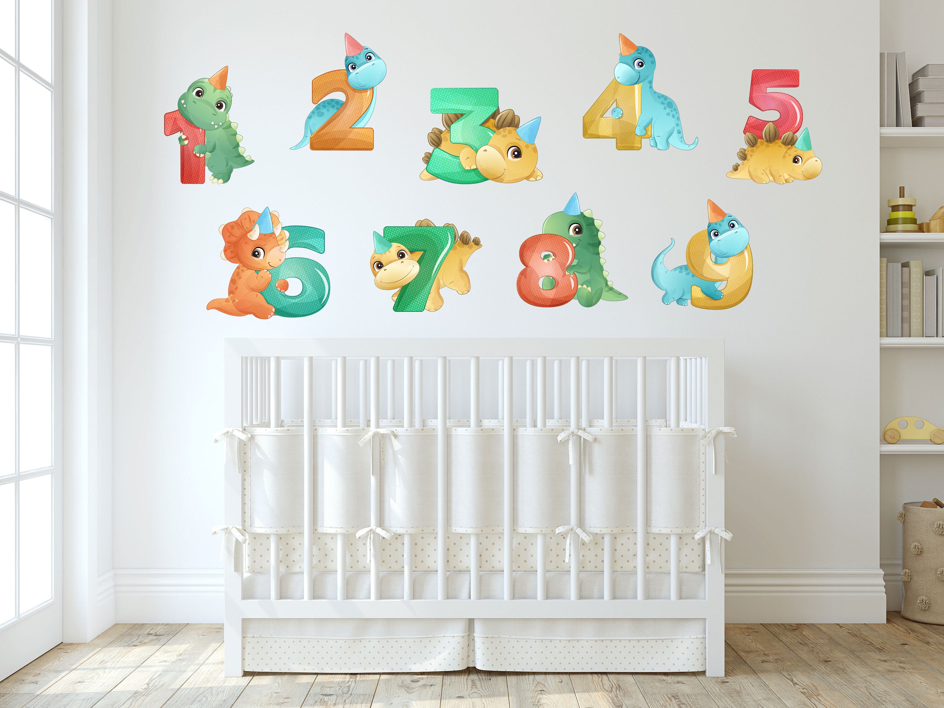 Large Removable Dinosaur Number Wall Stickers - Number Stickers ...