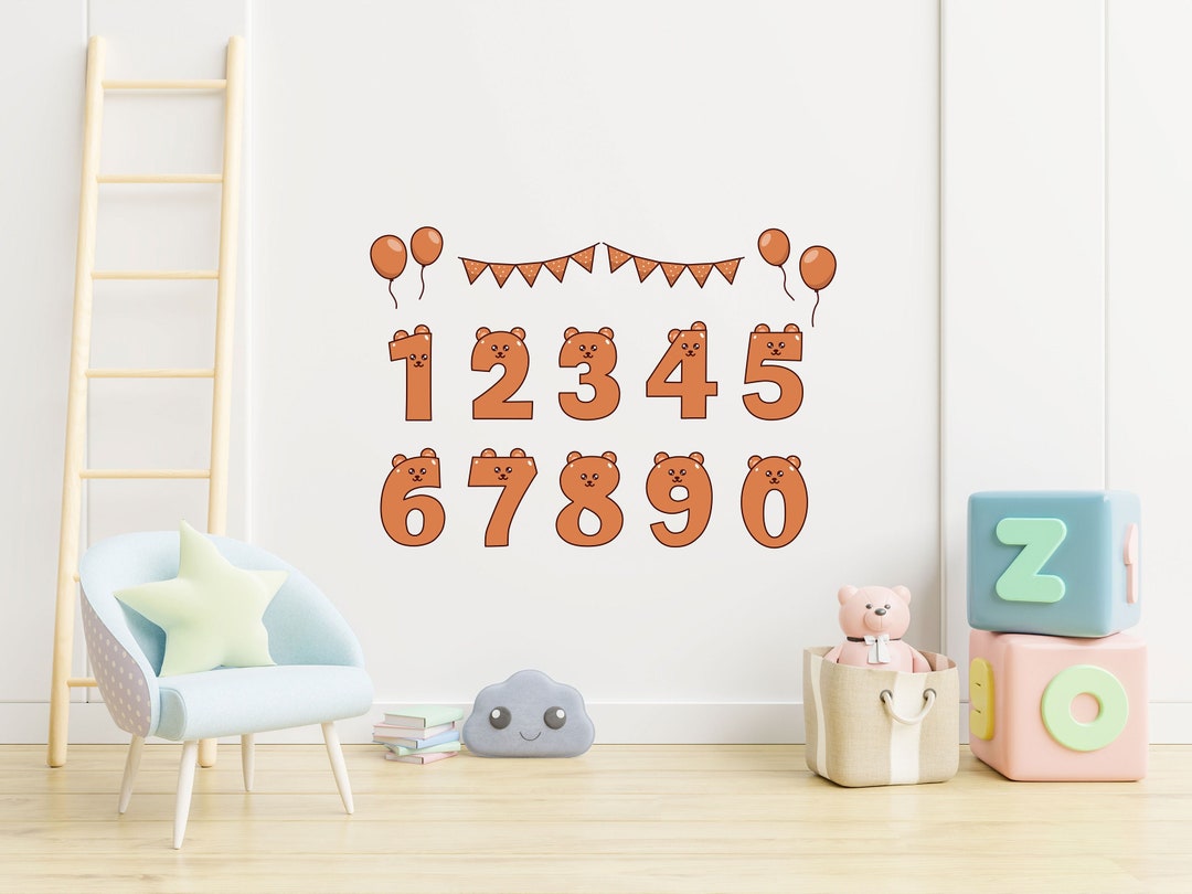 Teddy Bear Numbers Stickers - Educational Children's Wall Decals ...