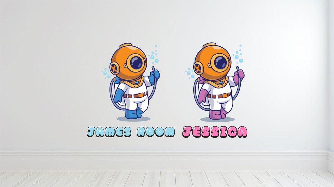 Scuba Diver Wall Sticker , Boys Name Wall Decal, Personalised Girls ...