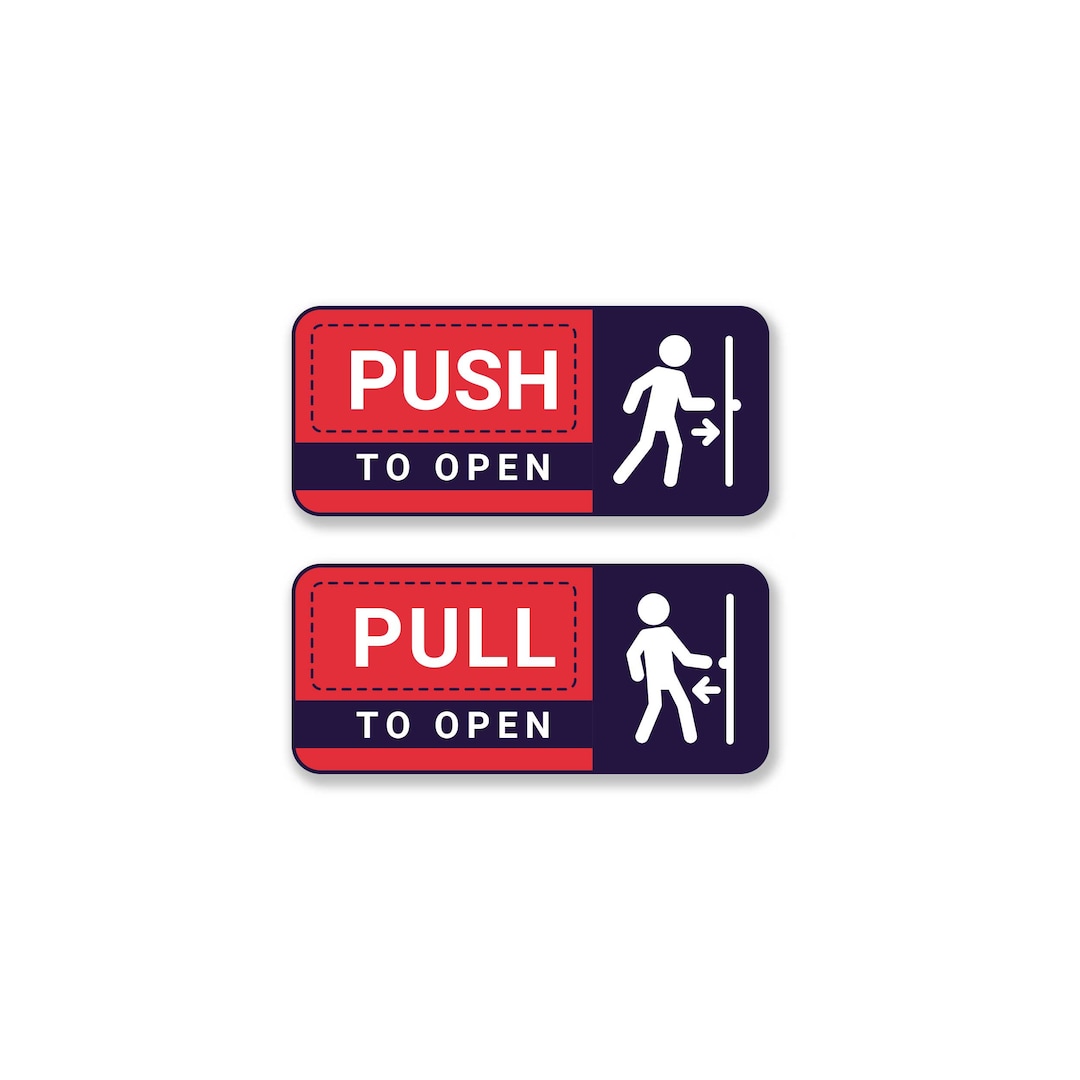 Push Pull Door Stickers X2 - Weatherproof, Door Sign, Shop Window ...