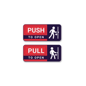 Push Pull Door Stickers X2 - Weatherproof, Door Sign, Shop Window ...