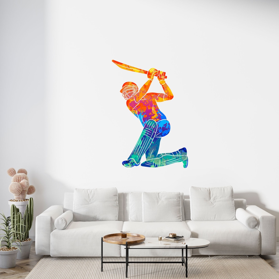 Cricket Sticker - Cricketer Decal - Cricket Wall Art - Cricket Wall ...