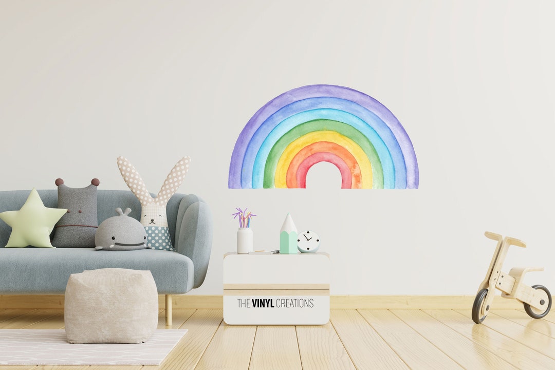 Watercolor Rainbow Wall Sticker , Peel and Stick Rainbow Decal ...