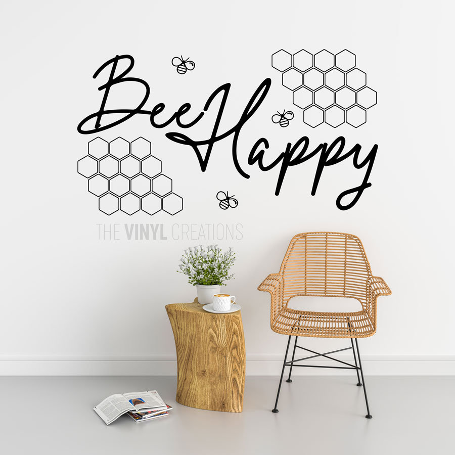 Bee Happy Wall Art Bee Wall Decor Bee Wall Sticker Bee - Etsy