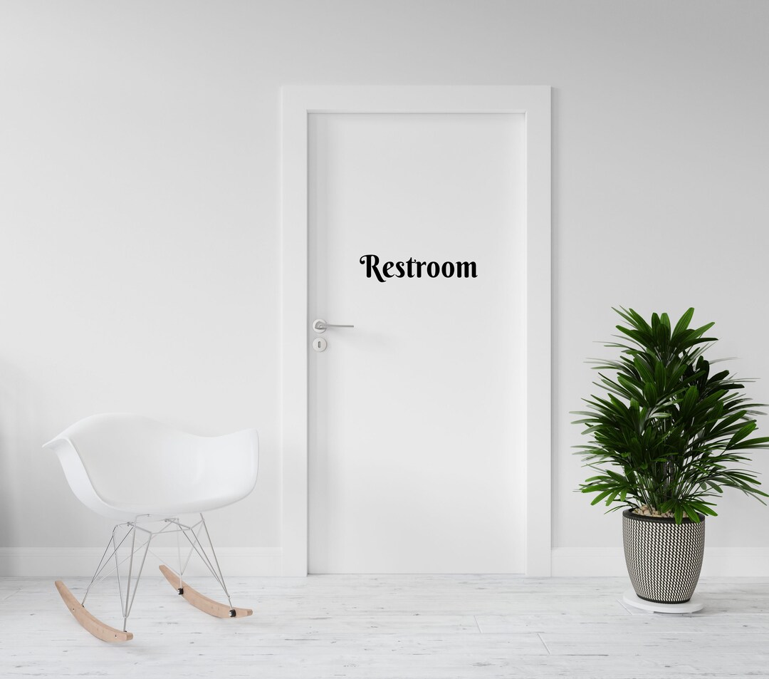 Restroom Sign X2 - Calligraphy Sticker - Restroom Sticker - Toilet Sign ...