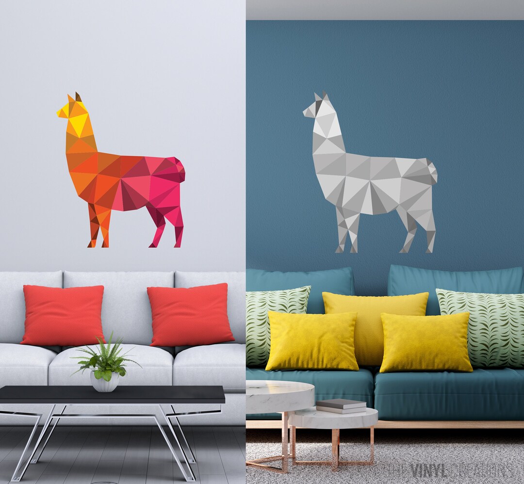 Geometric Alpaca Wall Art - Geometric Llama Wall Sticker ...