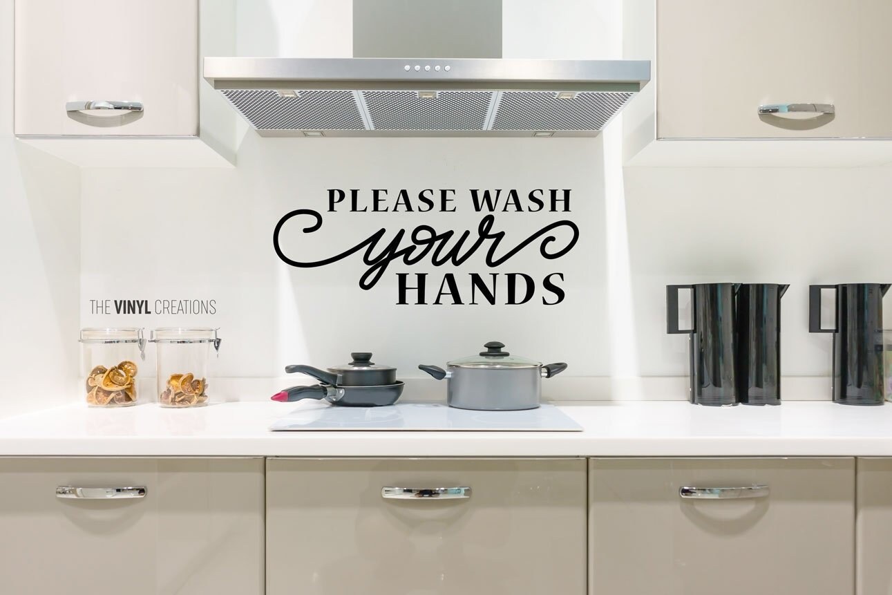 Please Wash Your Hands Sign Kitchen Stickers Bathroom Decal | Etsy
