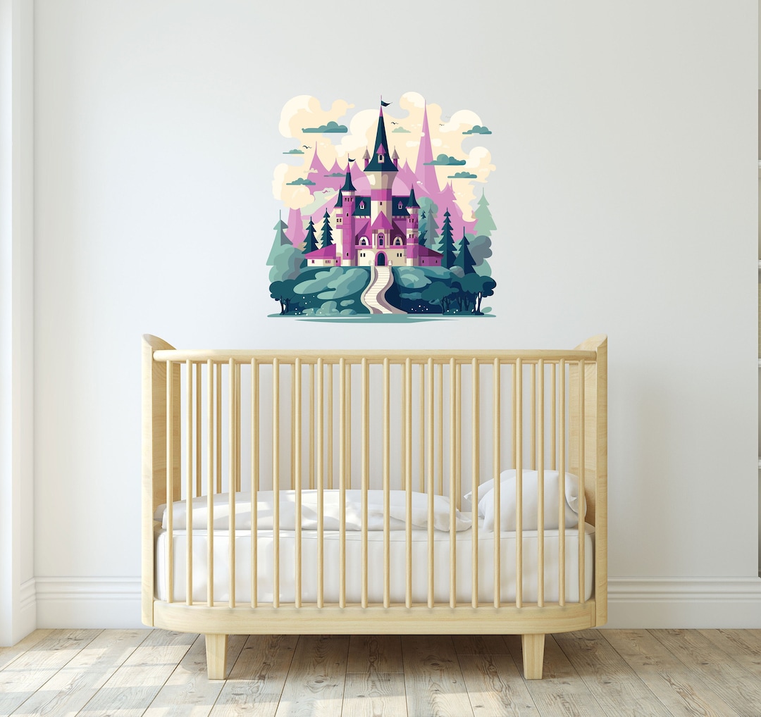 Pink Fairy Tale Castle Wall Sticker - Princess Room Decor - Girls ...