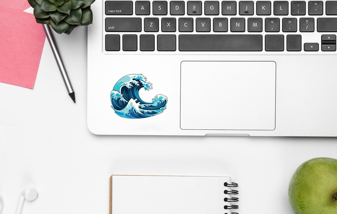 Wave Laptop Decal X2, Beach Sticker, Ocean Waves, Japanese Style ...