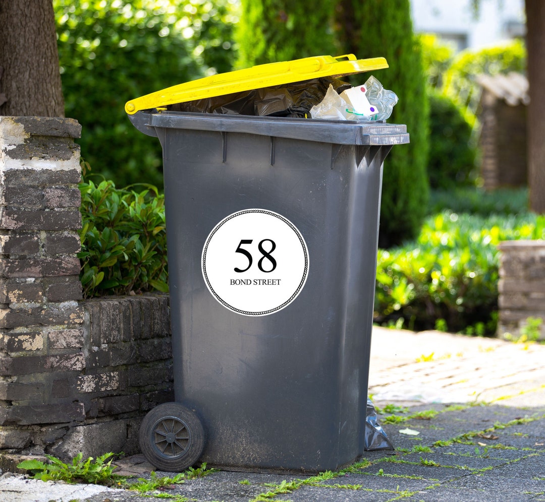Different Colours Wheelie Bin Sticker Set of 4 , Peel and Stick Number ...