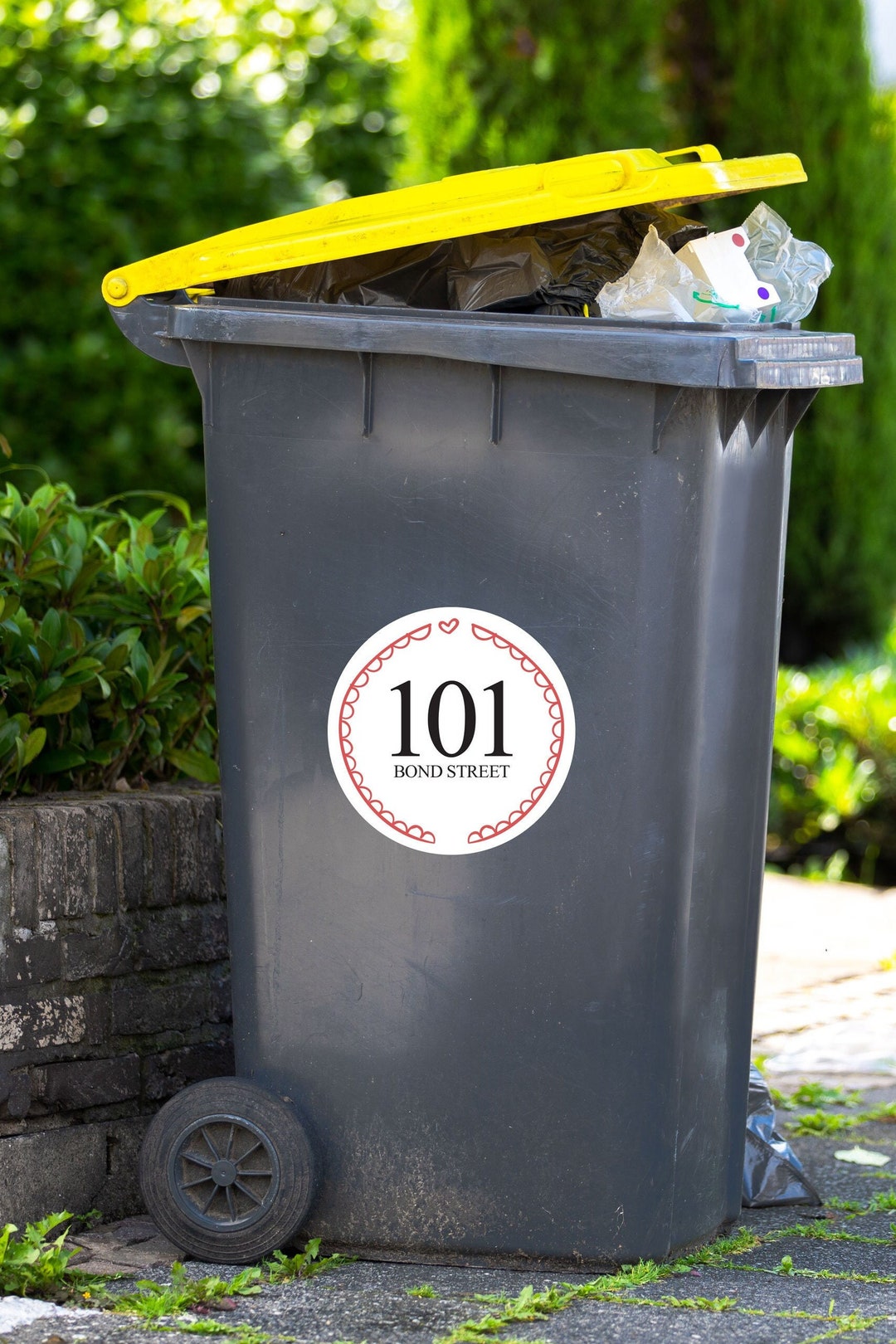 Custom Heart Bin Number Stickers X4 , Different Colours Floral Bin ...