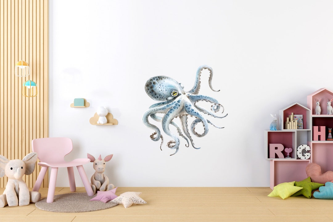 Large Octopus Wall Decal, Ocean Nursery Wall Art, Sea Life Sticker ...