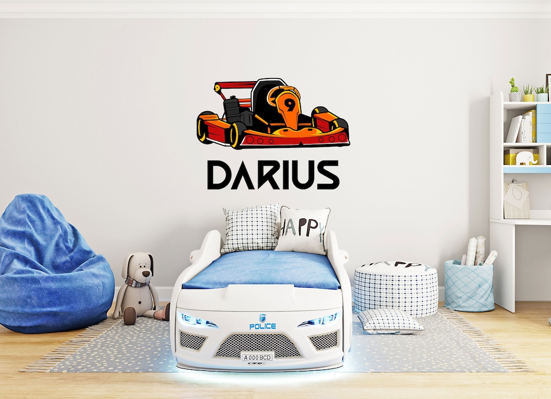 Personalised Go Kart Wall Sticker, Go Karting Wall Art, Boys Room Decor ...