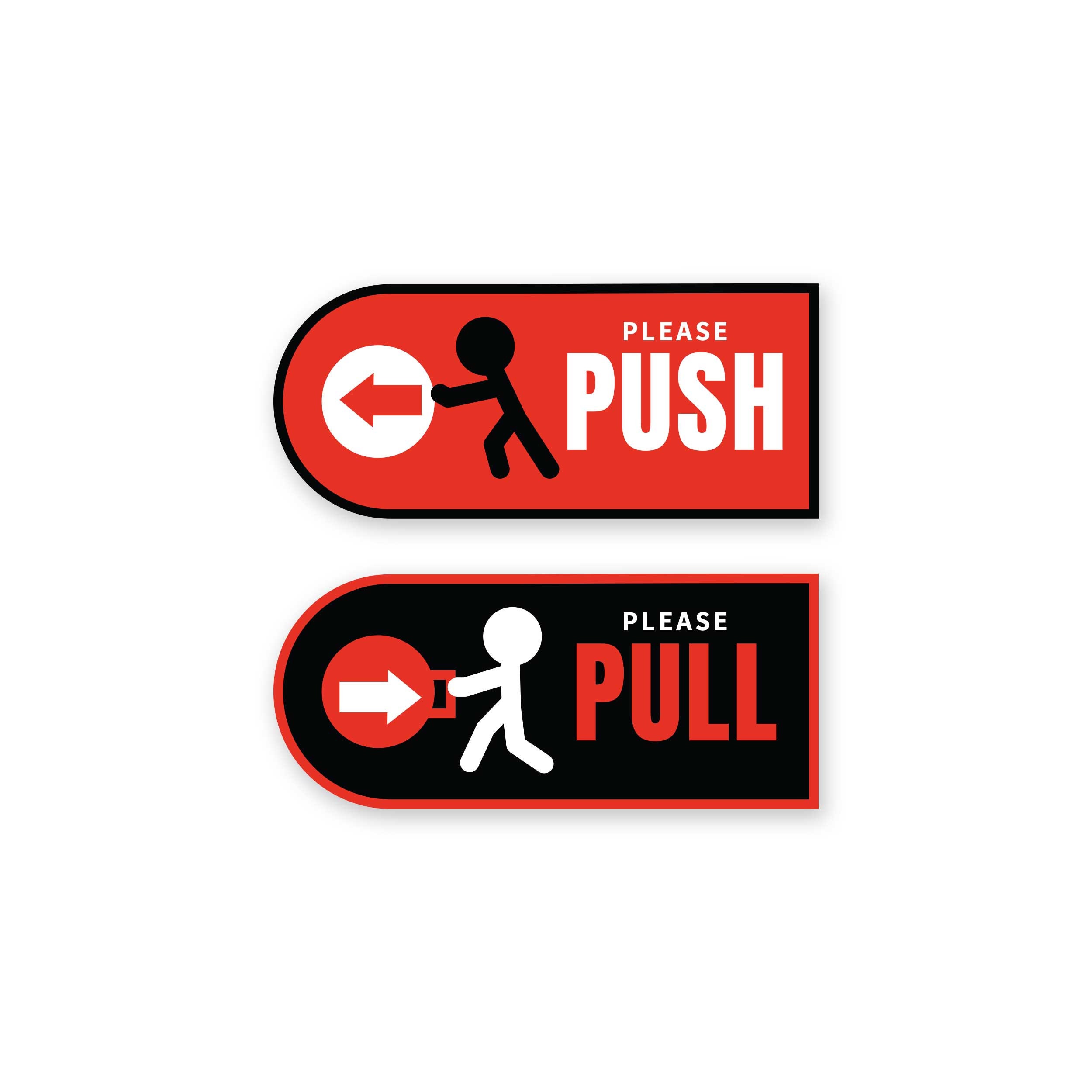 Push Pull Door Stickers X2 Weatherproof, Door Sign, Shop Window Sticker ...