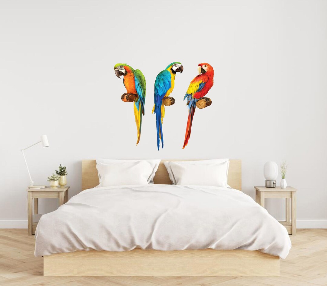 3 Parrots Tropical Wall Decal - Jungle Wall Stickers ...