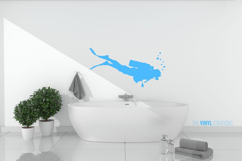 Scuba Diver Decor Bathroom Decal Scuba Gift - Etsy