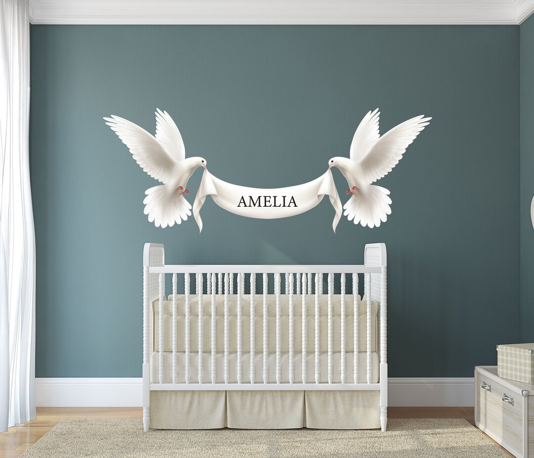 Dove Stickers - Bird Decal - Girls Name Wall Art -4 Different Fonts ...