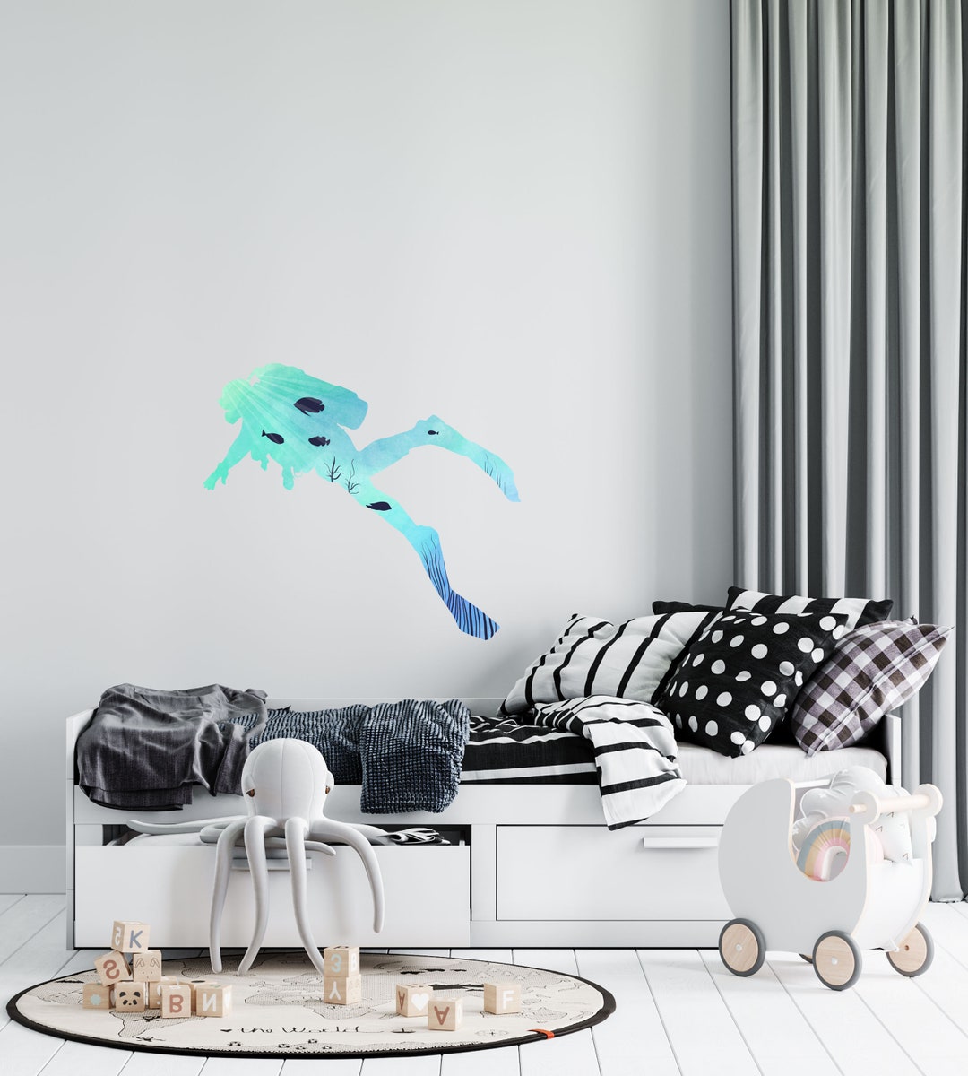 Scuba Diver Wall Decal - Deep Sea Diver Wall Sticker - Scuba Diver Gift ...