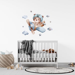 Bear Wall Sticker - Peel and Stick - Removable Sticker - Bear Flying ...
