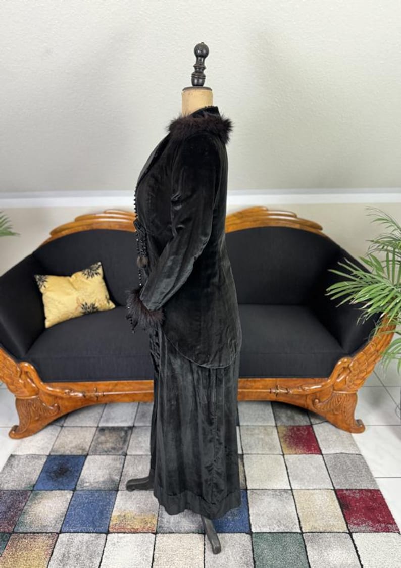 Antique Velvet Walking Dress, Edwardian Gown, Fur Trim, 1912 - Etsy