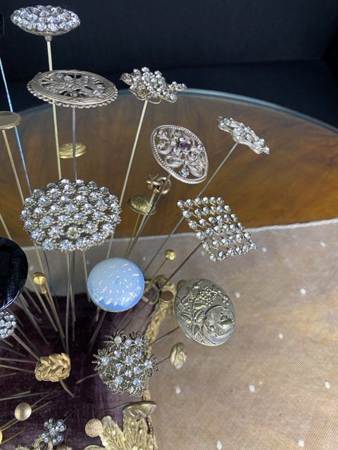 1890-1920 Cushion With Hatpins, Antique Hat Pins, Pin, Edwardian Hat ...