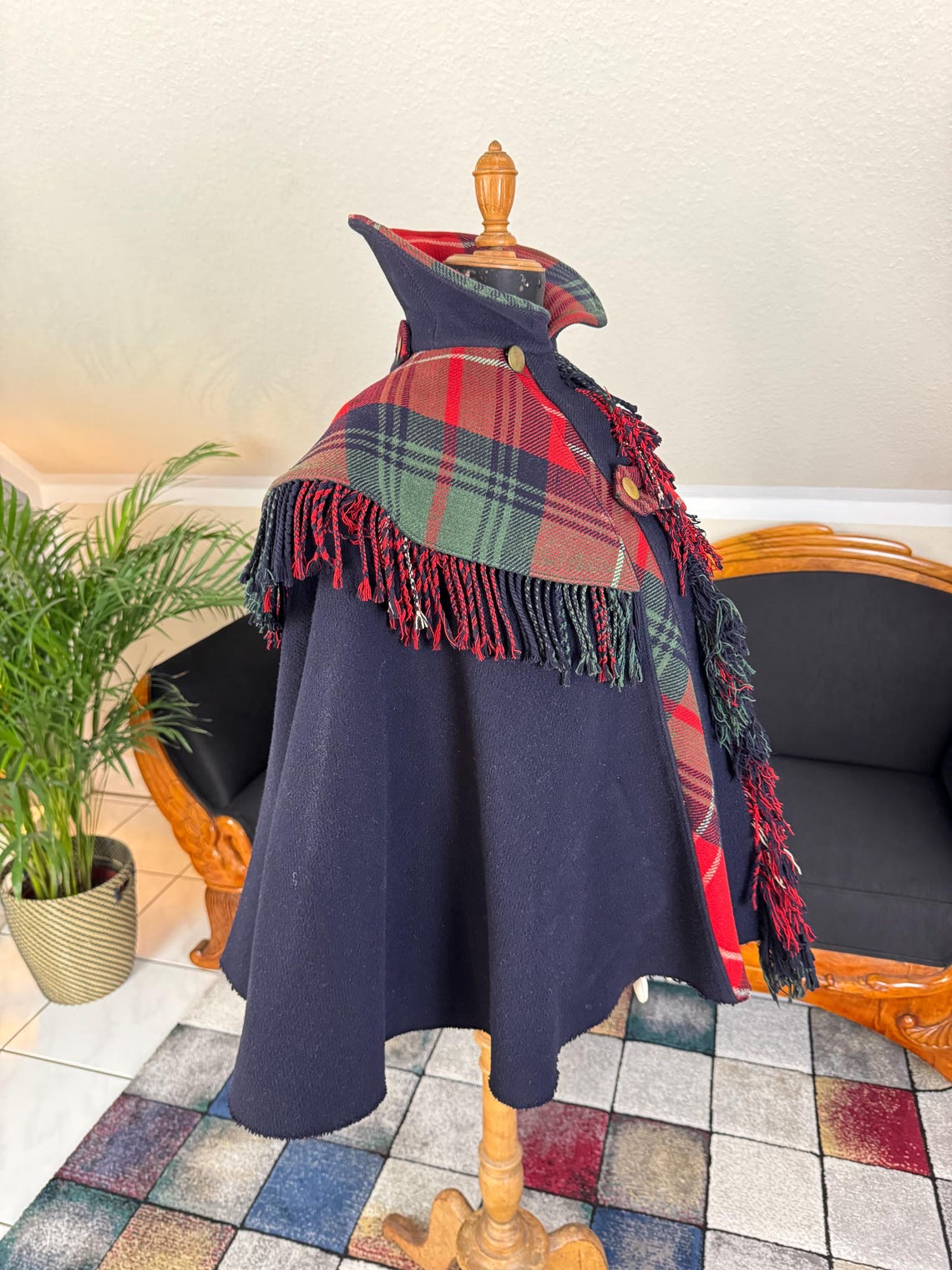 Antique Victorian Wool Cape, Plaid Fringe, Ca. 1898 - Etsy