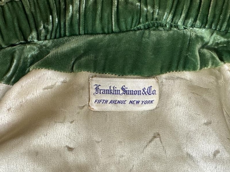 1920s Green Velvet Opera Jacket, Franklin Simon & Co., Antique Flapper ...