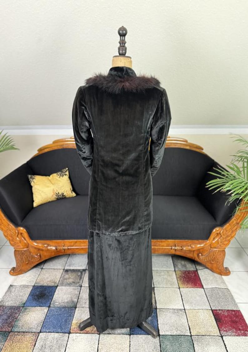Antique Velvet Walking Dress, Edwardian Gown, Fur Trim, 1912 - Etsy