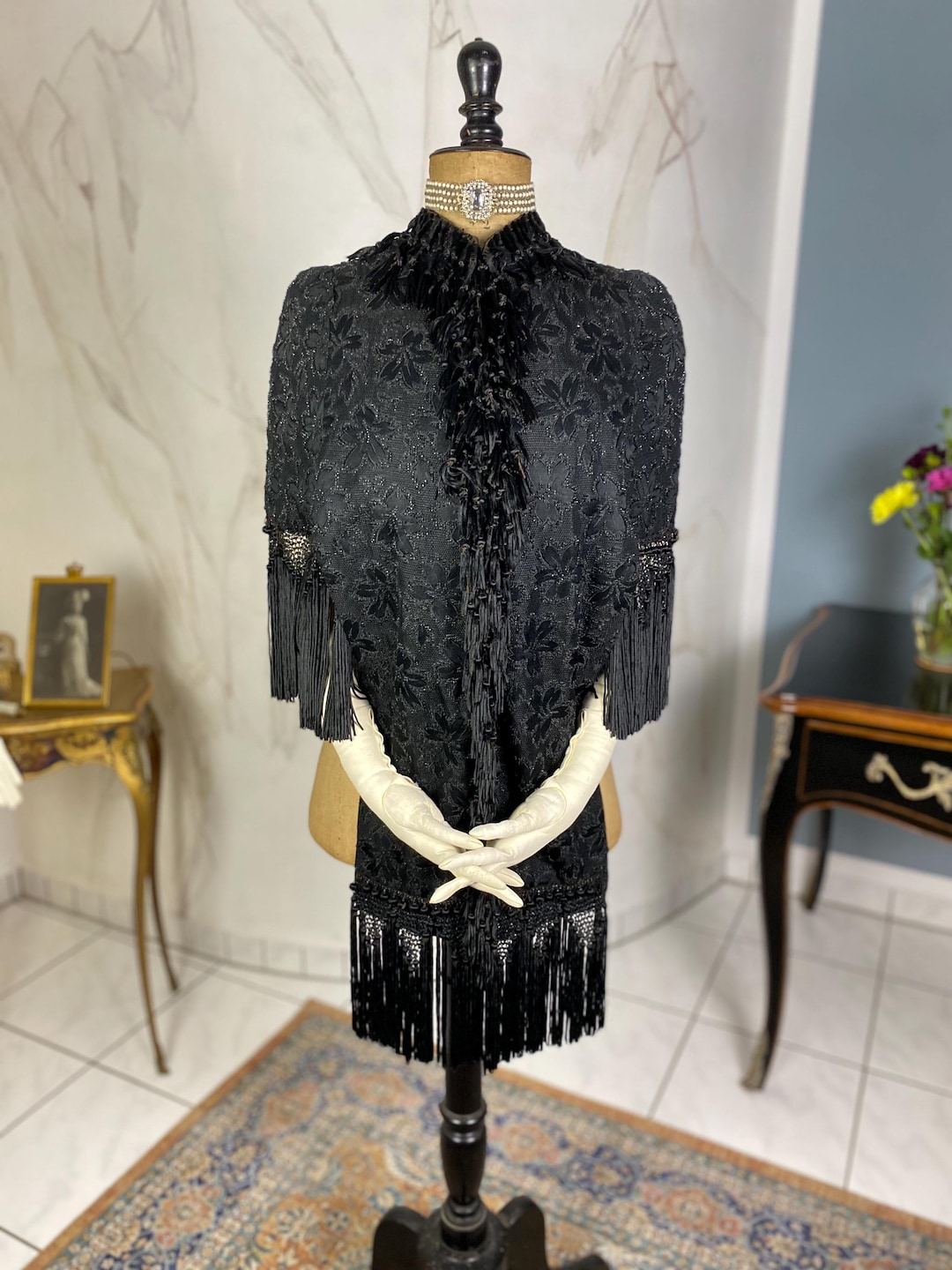 1880s Arnold Constable & Co. Victorian Silk Chenille Fringe Dolman Cape ...