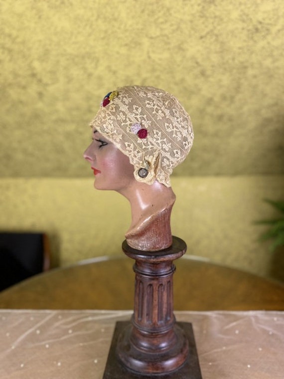 1920s wedding bonnet, antique bonnet, antike Haube, a… - Gem
