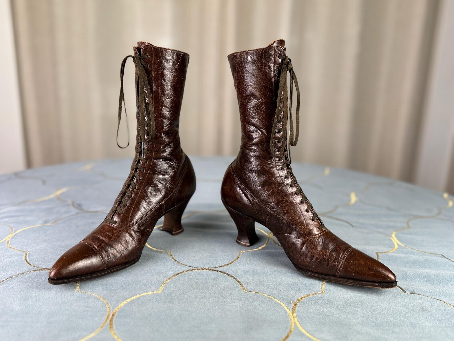Leather High Top Lace-up Boots, Ca. 1900, Antique Boots, Victorian ...