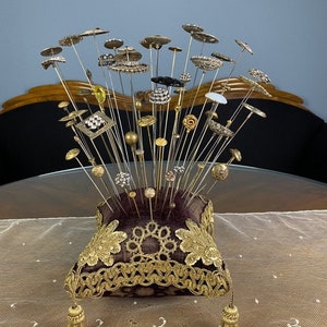 1890-1920 Cushion With Hatpins, Antique Hat Pins, Pin, Edwardian Hat ...