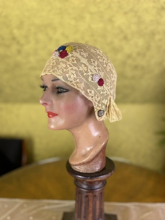 1920s wedding bonnet, antique bonnet, antike Haube, a… - Gem