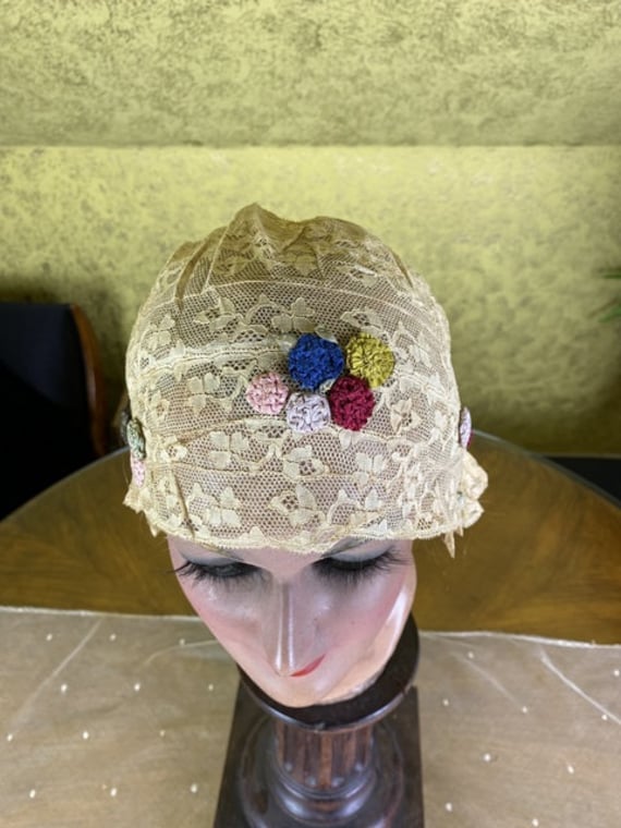 1920s wedding bonnet, antique bonnet, antike Haube, a… - Gem