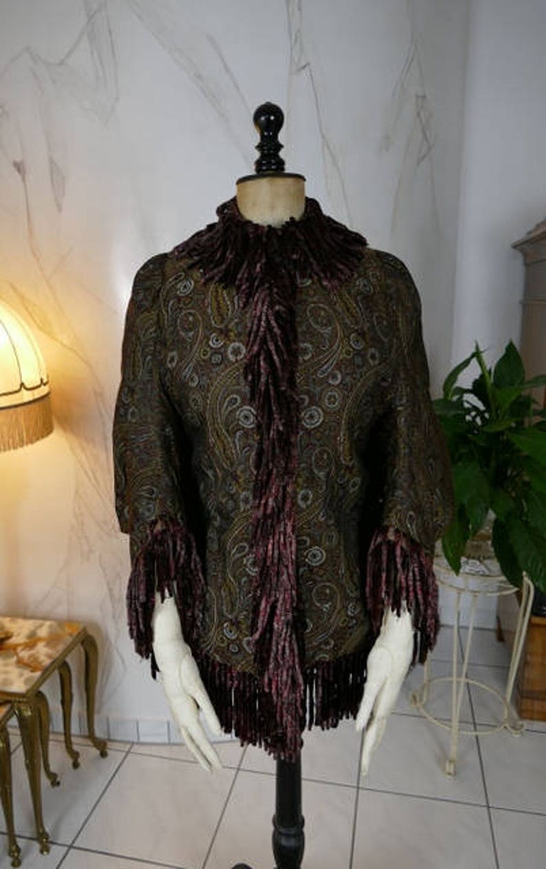 1880s Paisley Silk Dolman Cape, Antique Chenille Fringe Mantle - Etsy
