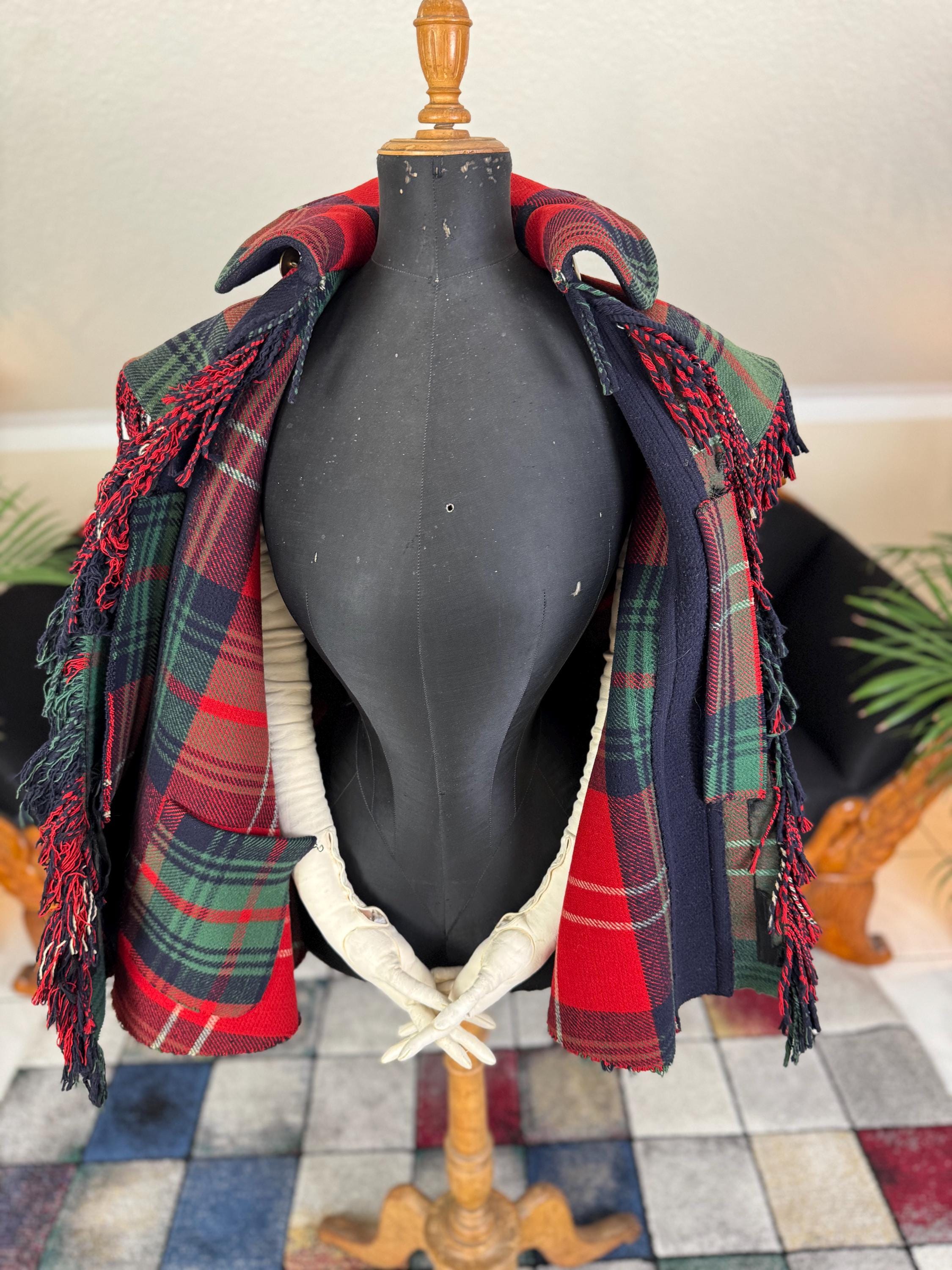 Antique Victorian Wool Cape, Plaid Fringe, Ca. 1898 - Etsy