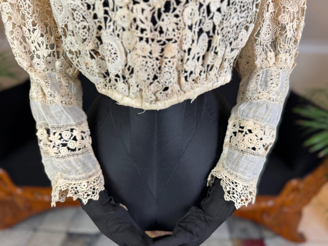 Antique Irish Crochet Lace Blouse, Edwardian, Ca. 1901 - Etsy