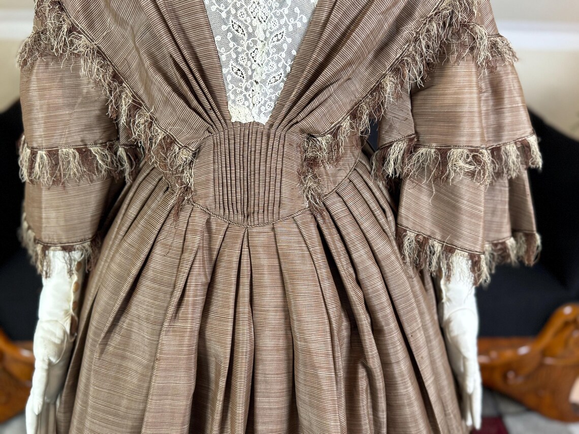 Antique Brown Striped Silk Victorian Dress, England Ca. 1850 - Etsy