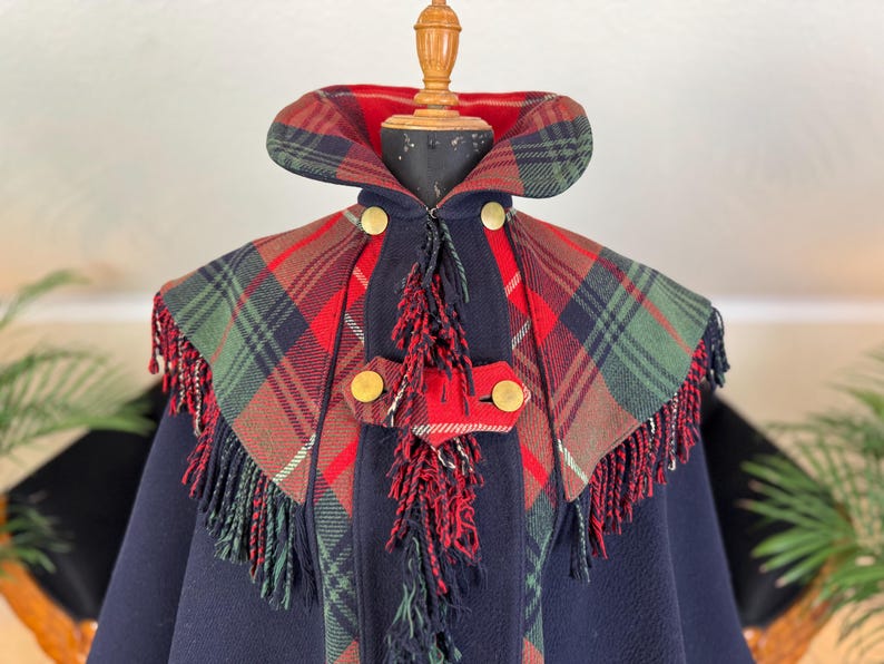 Antique Victorian Wool Cape, Plaid Fringe, Ca. 1898 - Etsy