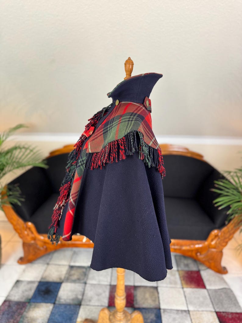 Antique Victorian Wool Cape, Plaid Fringe, Ca. 1898 - Etsy