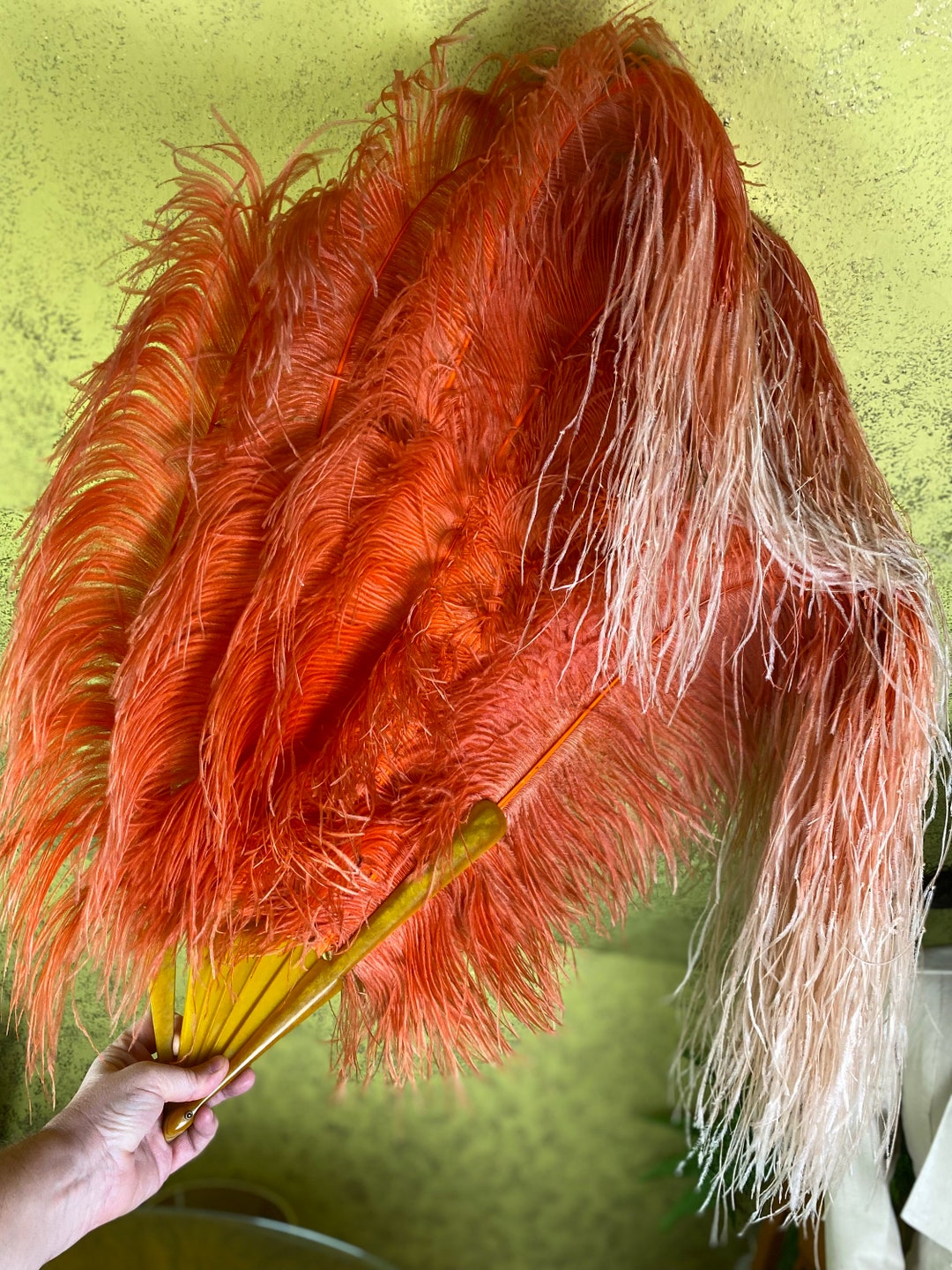 1920s Waterfall Fan, Antique Ostrich Feather Fan, Antique Fan, Flapper ...