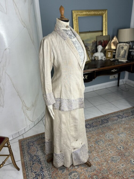 1909 Linen Walking Dress, England, antique dress, edw… - Gem